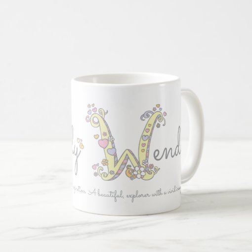 Wendy name meaning decorative W monogram mug | Zazzle