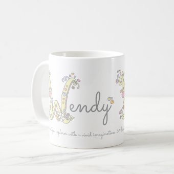 Wendy name meaning decorative W monogram mug | Zazzle
