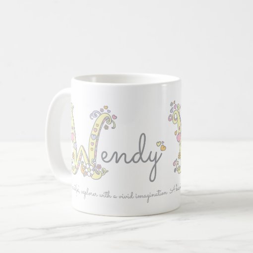 Wendy name meaning decorative W monogram mug | Zazzle