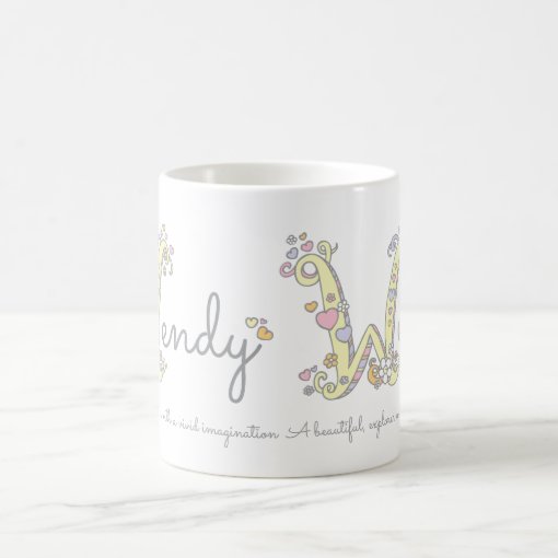 Wendy name meaning decorative W monogram mug | Zazzle