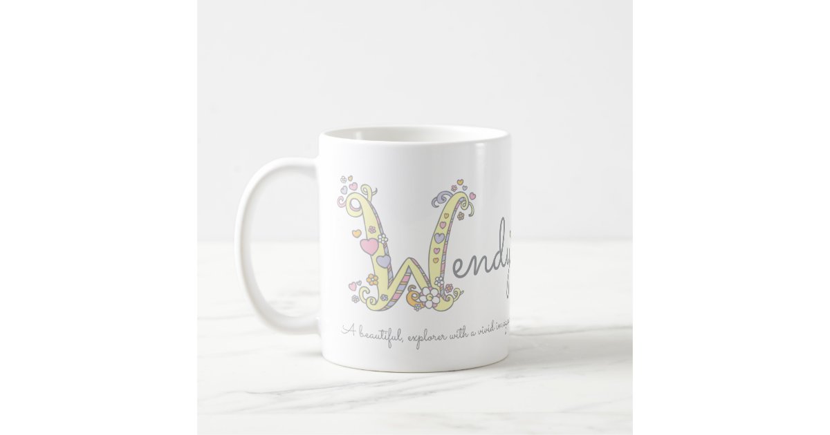 Wendy name meaning decorative W monogram mug | Zazzle