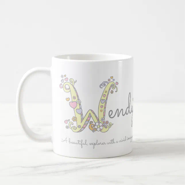 Wendy name meaning decorative W monogram mug | Zazzle