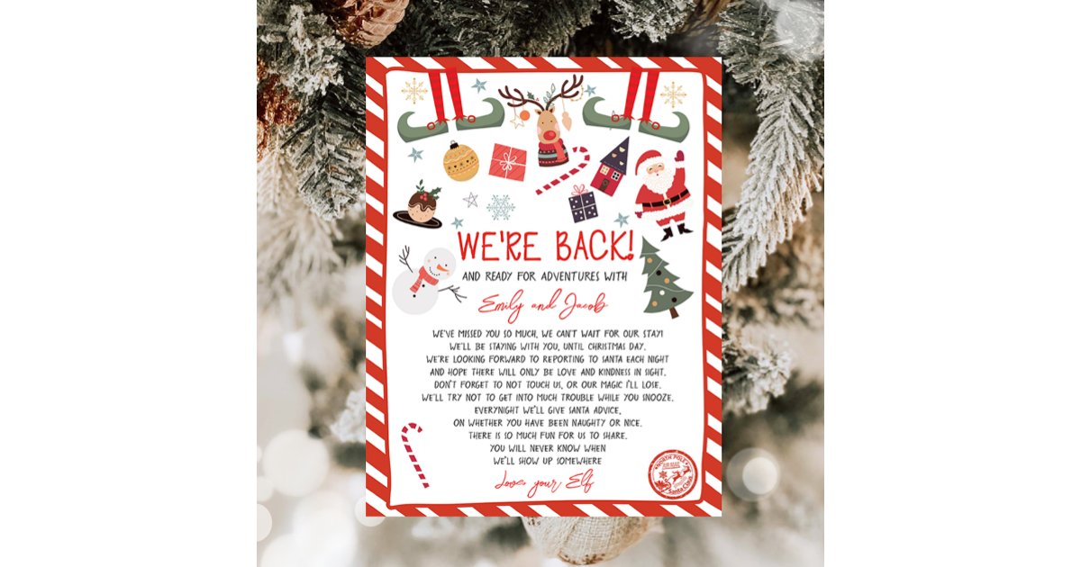 We're Back Elf Arrival Letter Elves Christmas | Zazzle
