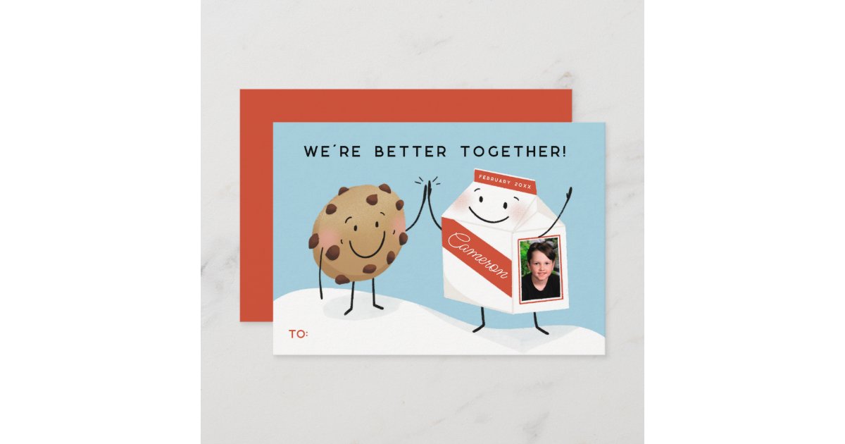 We're Better Together Milk and Cookies Valentine Invitation | Zazzle