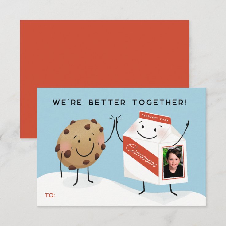 We're Better Together Milk and Cookies Valentine Invitation | Zazzle