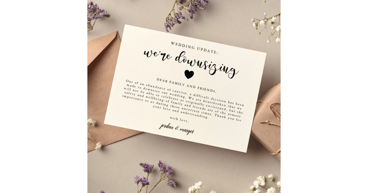 We're Downsizing Wedding Update Minimalist Announcement | Zazzle