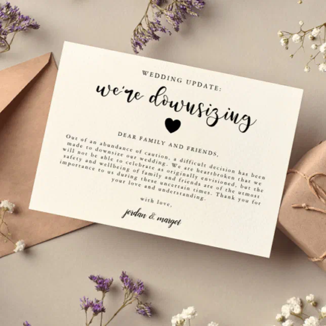 We're Downsizing Wedding Update Minimalist Announcement | Zazzle