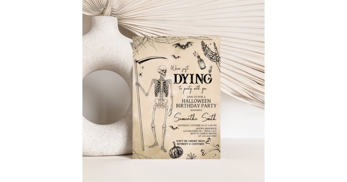 We're Dying to Party Halloween Birthday Party Invitation | Zazzle