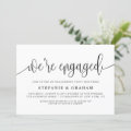 We're Engaged Black Calligraphy Engagement Party Invitation | Zazzle