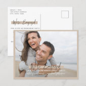 We're Engaged Calligraphy Photo Blush Engagement Announcement Postcard ...