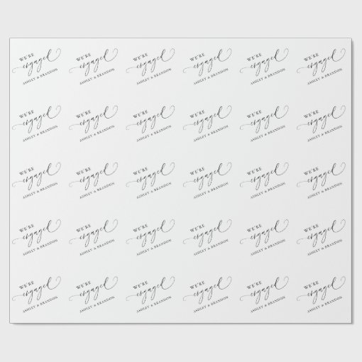 We're Engaged Elegant Engagement Party Wrapping Paper | Zazzle