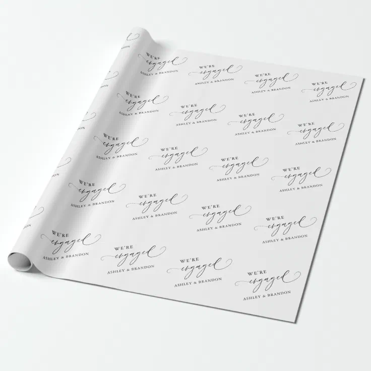 We're Engaged Elegant Engagement Party Wrapping Paper | Zazzle