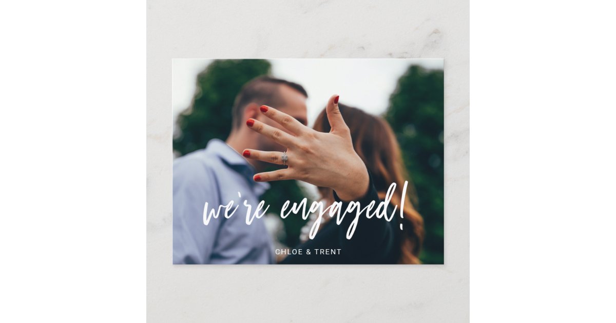 We're Engaged Engagement Announcement Postcard | Zazzle