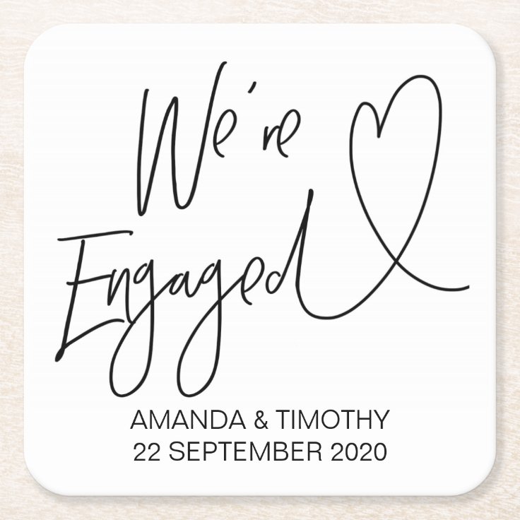 We're Engaged Engagement Party Coasters Decor | Zazzle