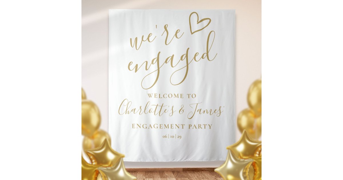Were Engaged Engagement Party Photo Backdrop | Zazzle
