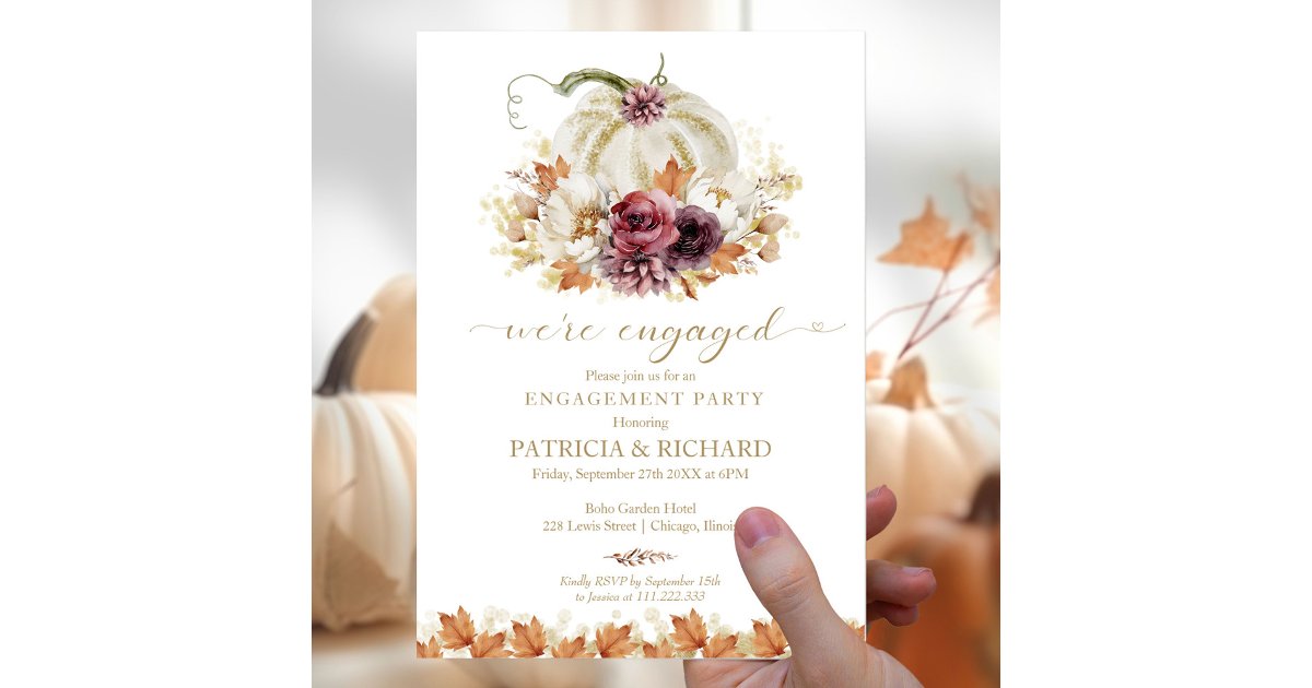 We're Engaged Fall Engagement Party Invitation | Zazzle