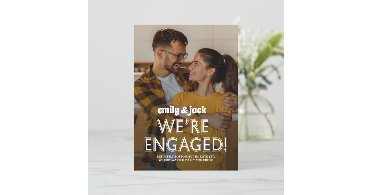 We're Engaged Modern Photo Engagement Announcement | Zazzle