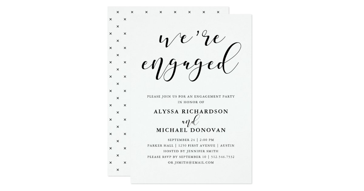 We're Engaged | Modern Romantic Engagement Party Invitation | Zazzle.com