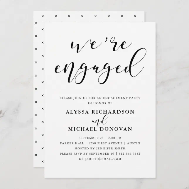 We're Engaged | Modern Romantic Engagement Party Invitation | Zazzle