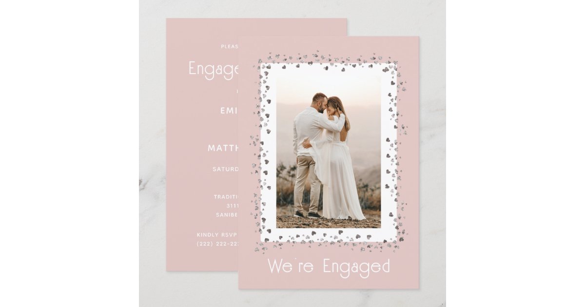 We're Engaged Personalized Photo Engagement Party Invitation | Zazzle