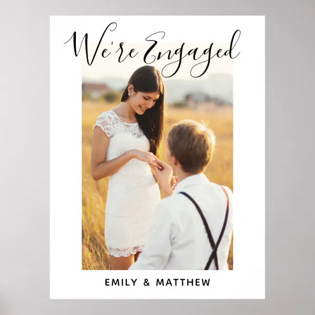 We're Engaged Personalized Photo Engagement Party Poster | Zazzle