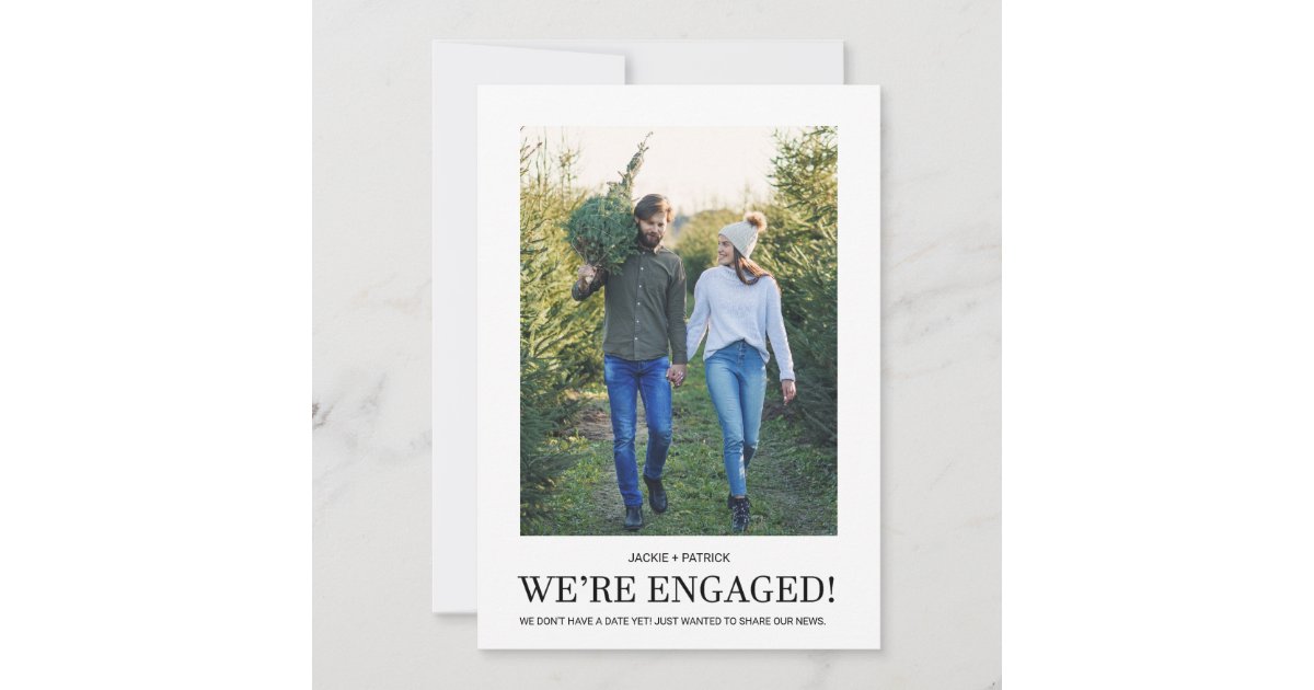 We're Engaged Photo Modern Engagement Announcement | Zazzle