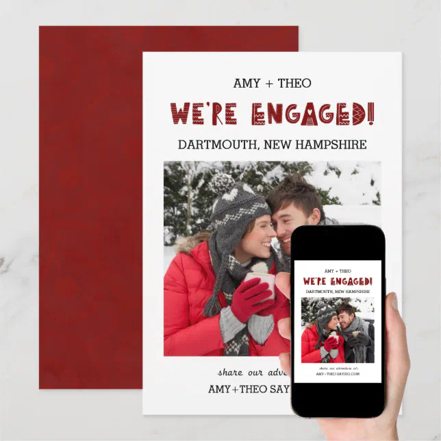 We're Engaged Photo Modern Trendy Cool Engagement Announcement | Zazzle