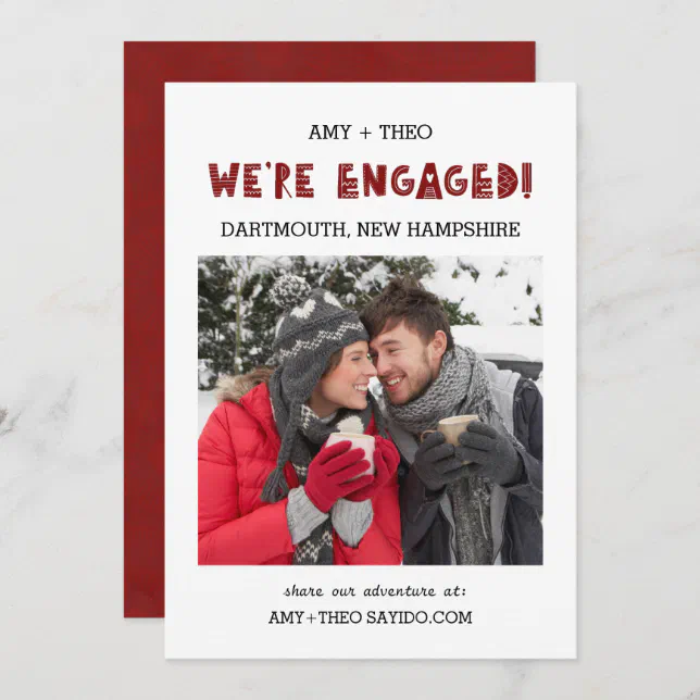 We're Engaged Photo Modern Trendy Cool Engagement Announcement | Zazzle