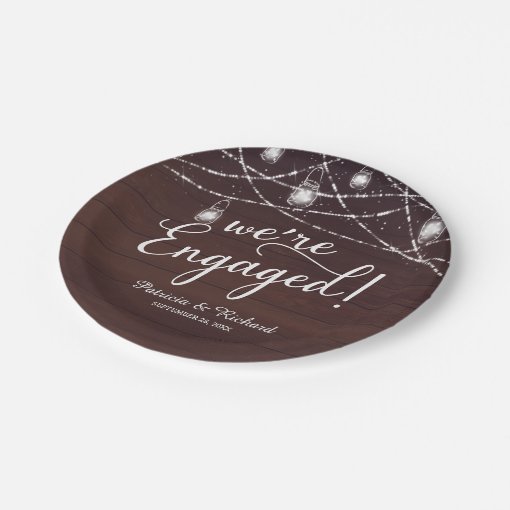 We're Engaged Rustic Engagement Party Paper Plates | Zazzle
