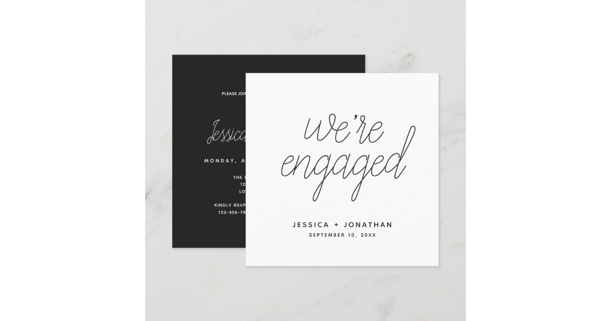 We're Engaged Simple Engagement Party Calligraphy Invitation | Zazzle