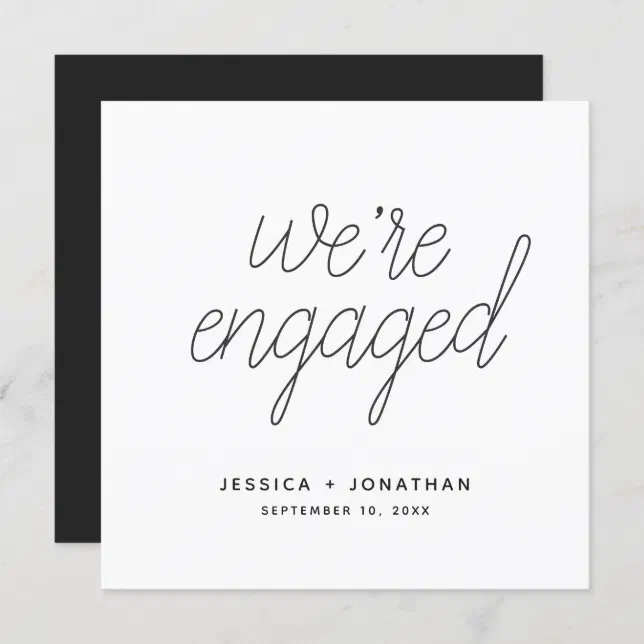We're Engaged Simple Engagement Party Calligraphy Invitation | Zazzle
