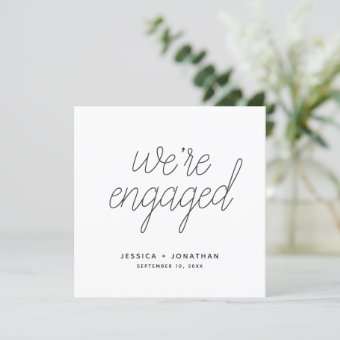 We're Engaged Simple Engagement Party Calligraphy Invitation | Zazzle