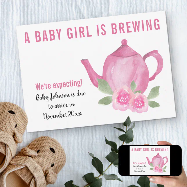 We're Expecting A Baby Girl is Brewing Pregnancy Announcement | Zazzle