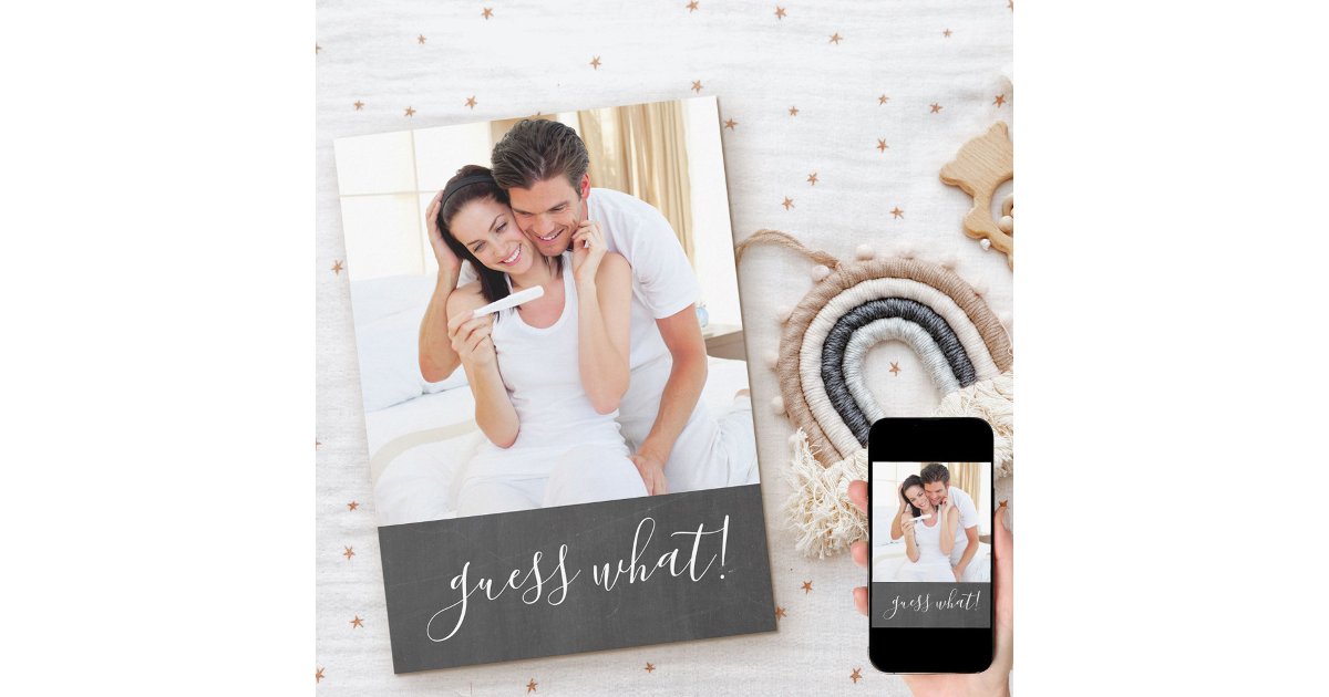 We're Expecting Chalkboard Photo Pregnancy Announcement | Zazzle