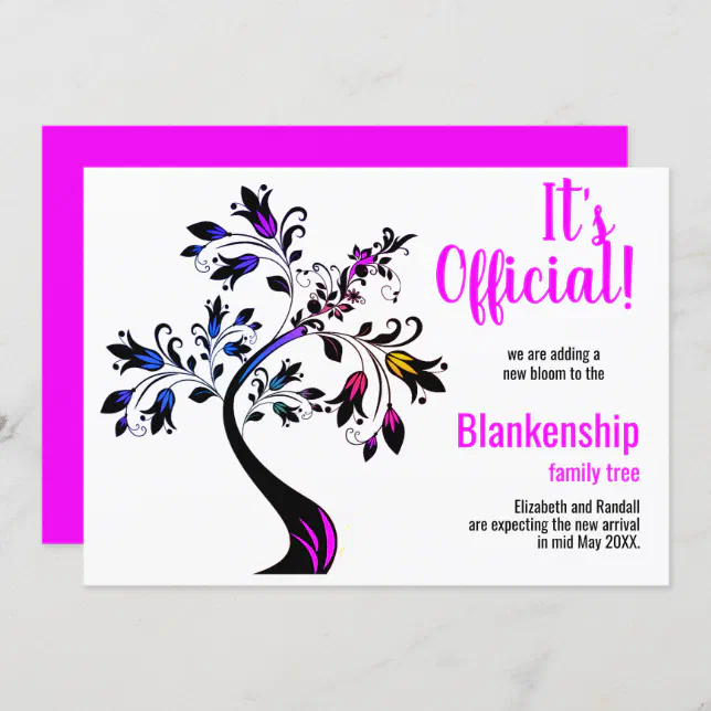We're Expecting It's Official Flowering Tree Pink Announcement | Zazzle