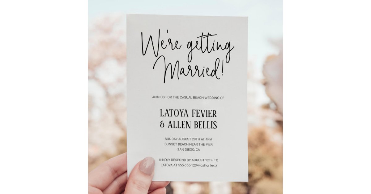 We're Getting Married Casual Beach Wedding Invitation | Zazzle