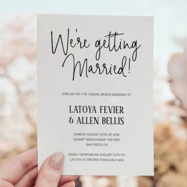 We're Getting Married Casual Beach Wedding Invitation | Zazzle
