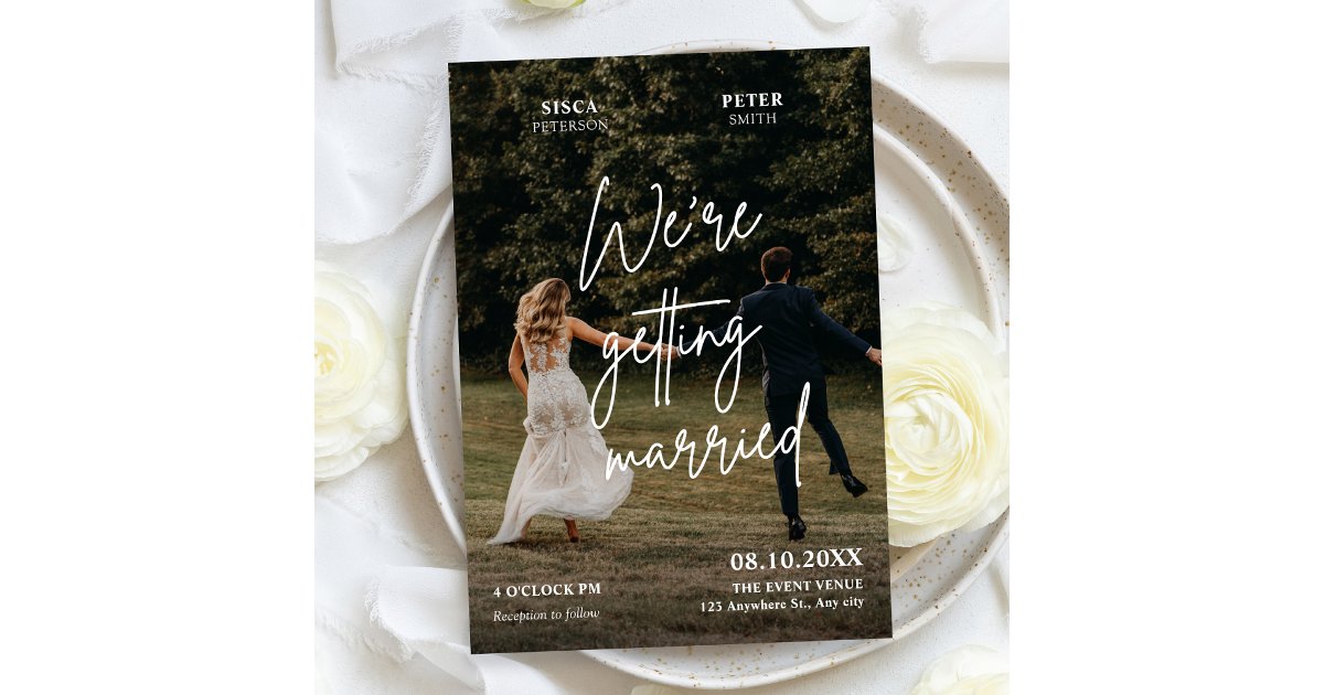 We're getting married photo wedding invitation | Zazzle