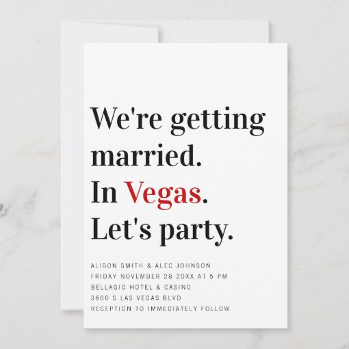 We're Getting Married Vegas Wedding Invitation | Zazzle
