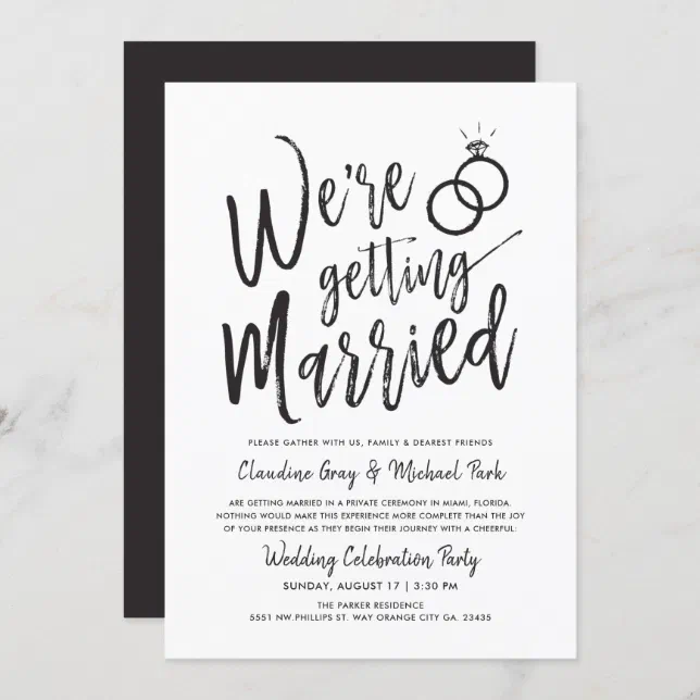 We're Getting Married | Wedding After Party Invit Invitation | Zazzle