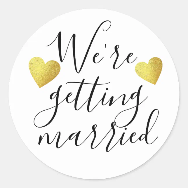 we're getting married Wedding Classic Round Sticker | Zazzle