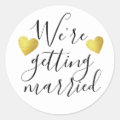 we're getting married Wedding Classic Round Sticker | Zazzle