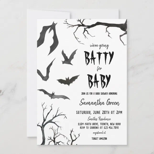 We're Going Batty for Baby Shower Invitation | Zazzle