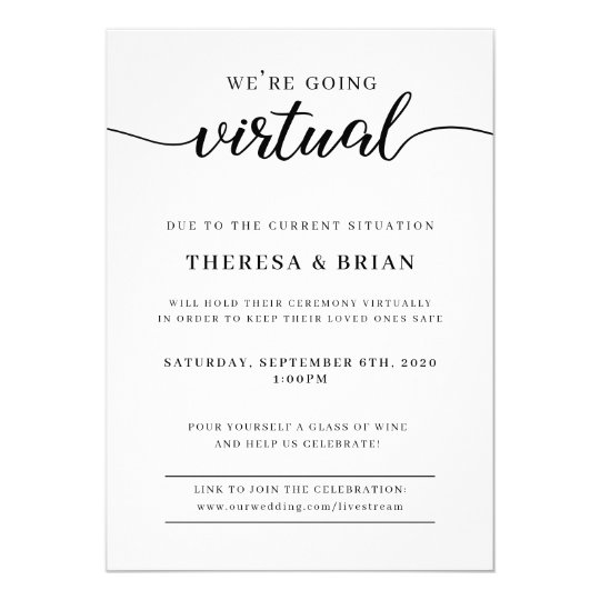 We're Going Virtual Quarantine Wedding Invitation | Zazzle.com
