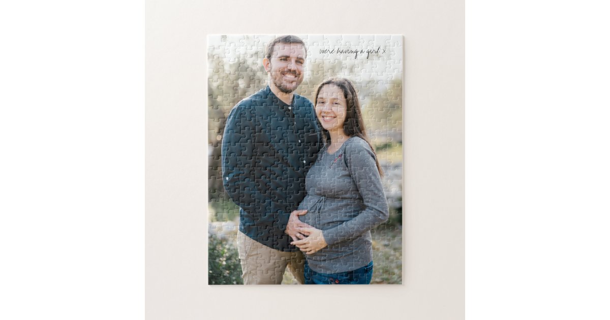 Were having a ? gender reveal photo jigsaw puzzle | Zazzle