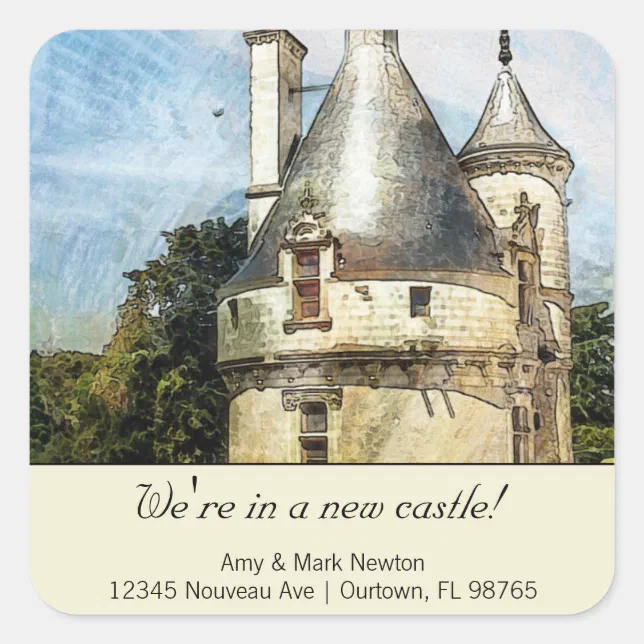 We're in a New Castle Custom New Address Square Sticker | Zazzle