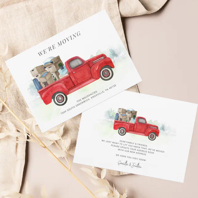 We're Moving Red Truck Moving Announcement | Zazzle