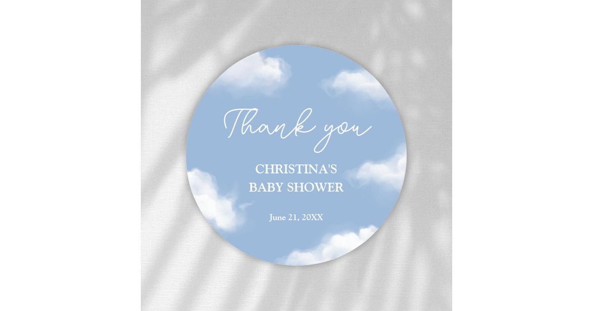 We're on Cloud 9 Baby Shower Thank You Classic Round Sticker | Zazzle