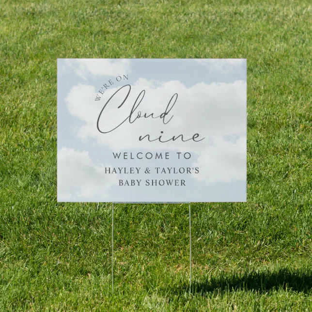 We're On Cloud 9 Baby Shower Welcome Yard Sign | Zazzle