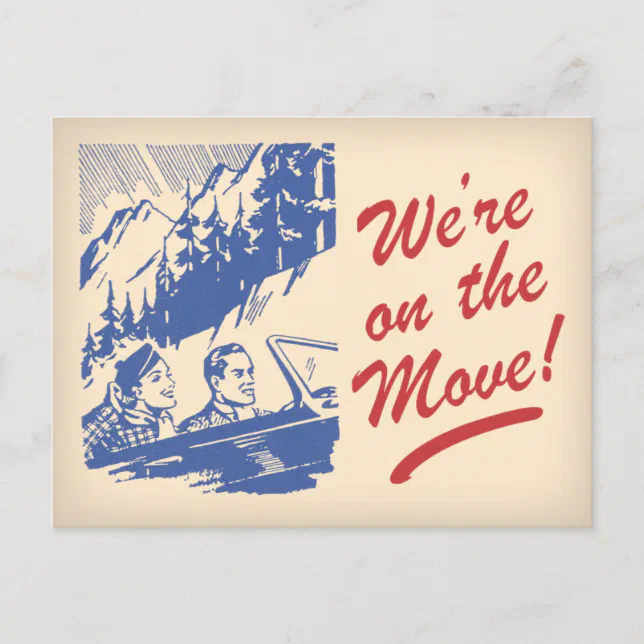We're On the Move Retro Change of Address Postcard | Zazzle